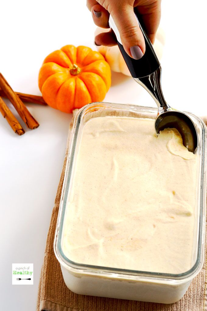 Pumpkin Spice Ice Cream (no churn) - A Pinch of Healthy