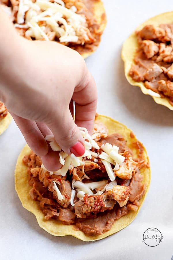 Chicken Tostadas (20 minute recipe) - A Pinch of Healthy