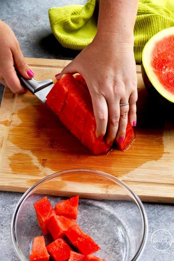 How to Cut Watermelon (cubes, spears) - A Pinch of Healthy