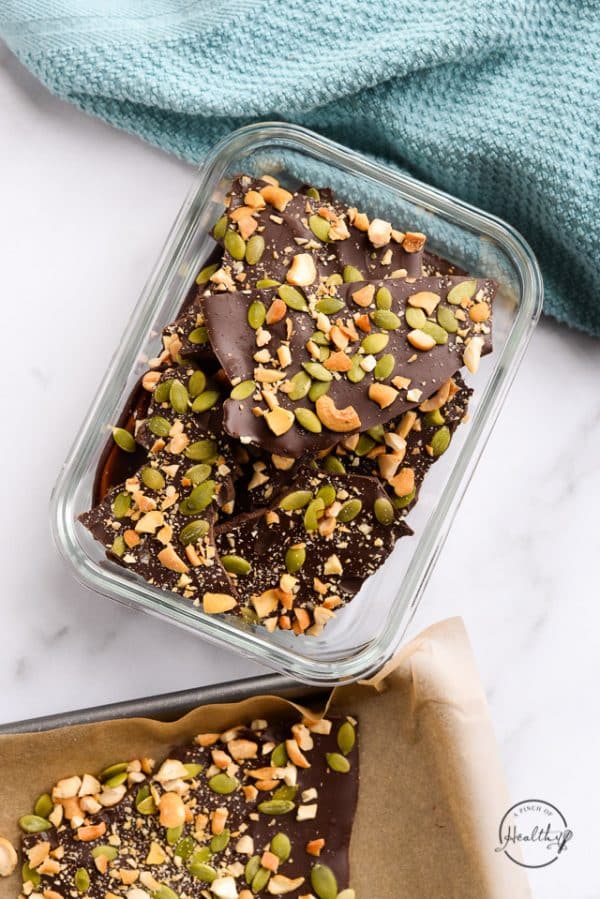 Dark Chocolate Bark (pantry dessert) - A Pinch of Healthy