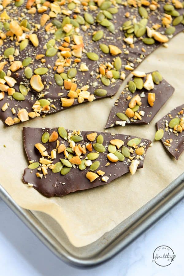 Dark Chocolate Bark (pantry dessert) - A Pinch of Healthy