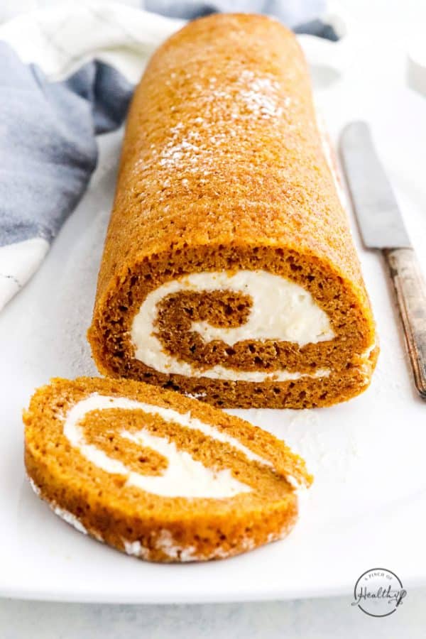Pumpkin Roll Recipe (classic holiday dessert) - A Pinch of Healthy