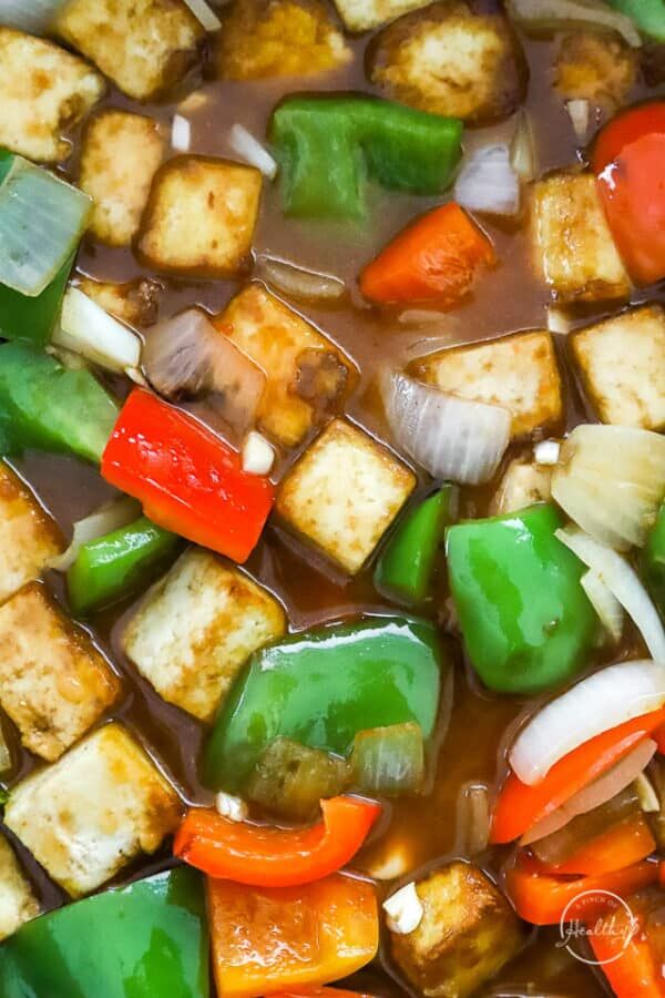 Sweet and Sour Tofu over rice - A Pinch of Healthy