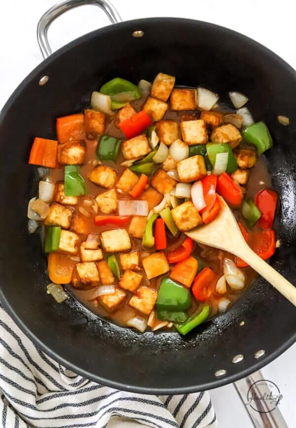Sweet and Sour Tofu over rice - A Pinch of Healthy