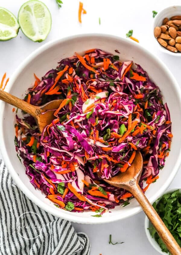 Red Cabbage Slaw (fresh, easy side dish) - A Pinch of Healthy