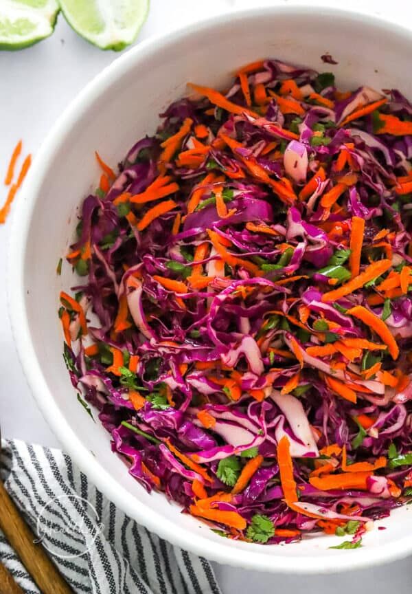 Red Cabbage Slaw (fresh, easy side dish) - A Pinch of Healthy