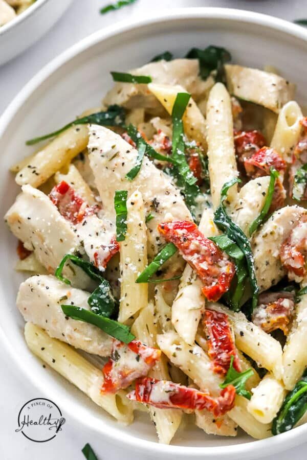 Tuscan Chicken Pasta (creamy, decadent pasta dinner) - A Pinch of Healthy