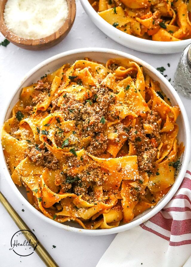 Pappardelle Bolognese (classic recipe!) - A Pinch of Healthy