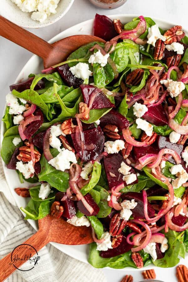 Beet salad with goat cheese and pecans - A Pinch of Healthy